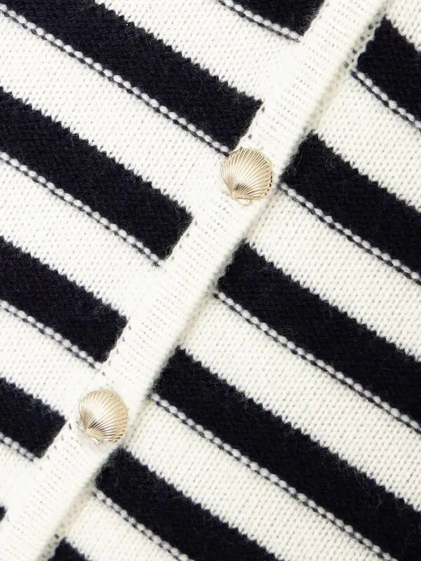 ALLUDE Striped Cashmere Vest