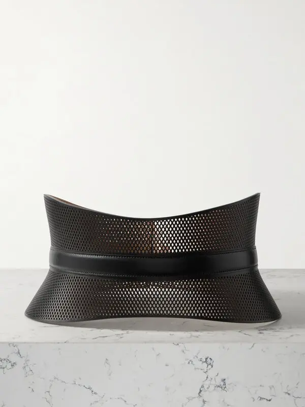 Alaïa Neo Bustier Laser-cut Leather Belt - Black