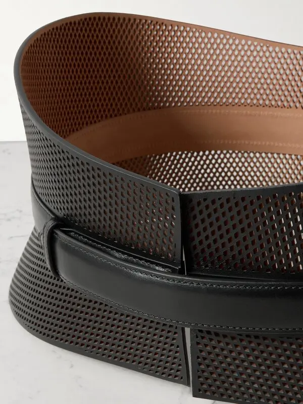 Alaïa Neo Bustier Laser-cut Leather Belt - Black