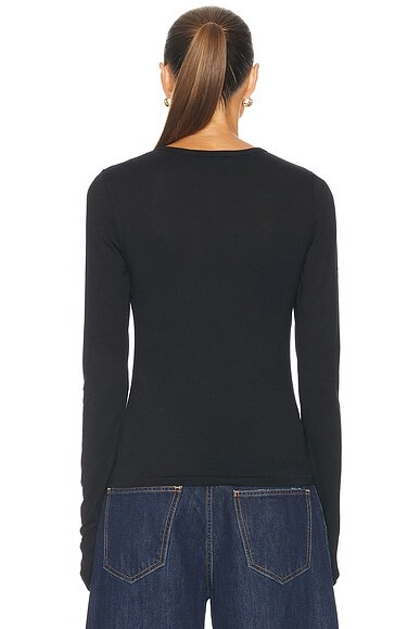 Eterne Fitted Crewneck Long Sleeve Top - Black