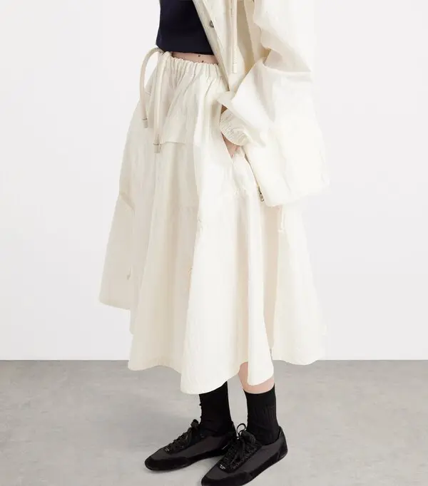 Prada Cotton-blend Midi Skirt - Neutral