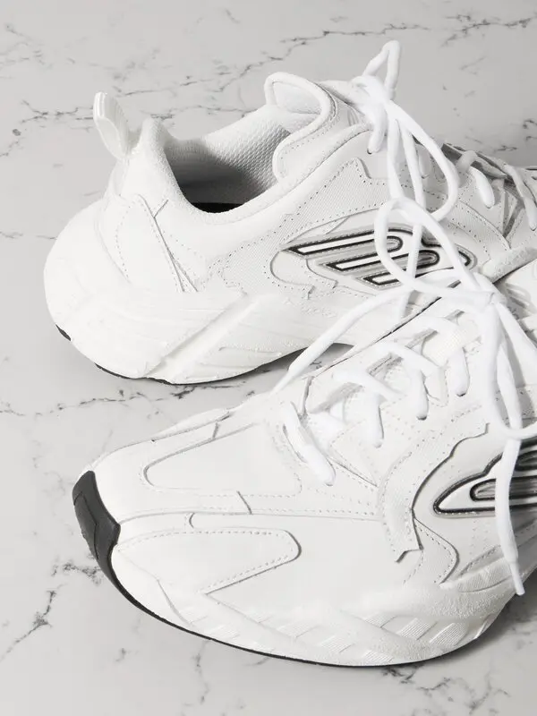 Balenciaga Monday Paneled Leather Lace-up Sneakers - White