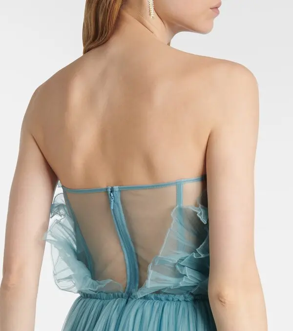 Costarellos Marinel Plissé Tulle Gown