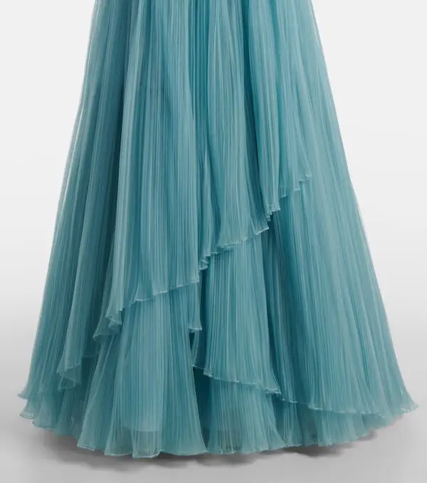 Costarellos Marinel Plissé Tulle Gown