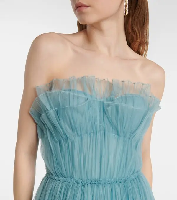 Costarellos Marinel Plissé Tulle Gown