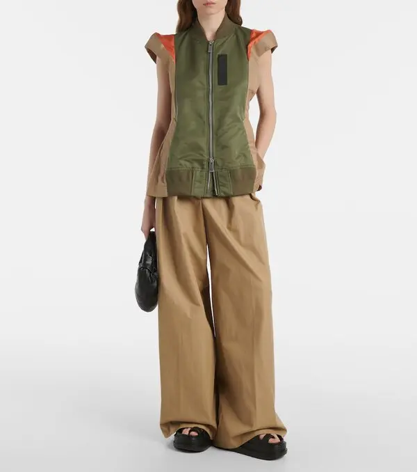Sacai Paneled Twill And Gabardine Vest