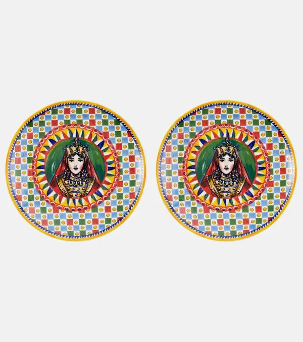 Dolce & Gabbana Carretto Siciliano Set Of 2 Dessert Plates - Multicoloured