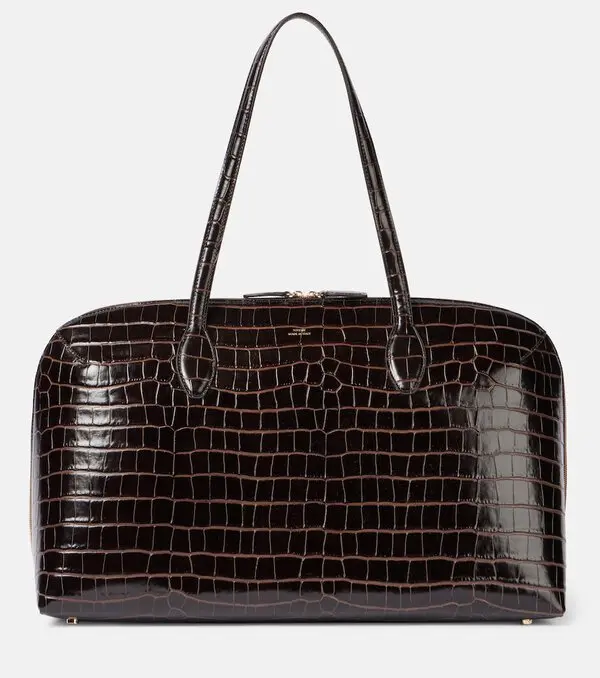 TOTEME Croc-effect Leather Tote Bag - Brown