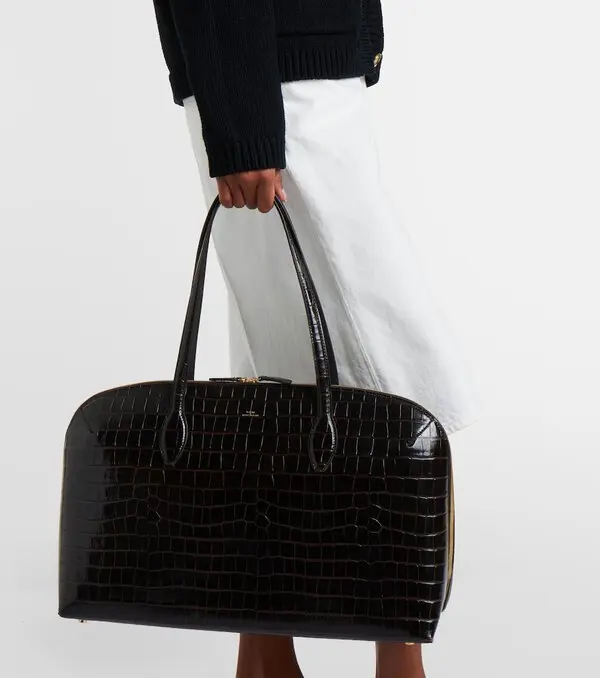 TOTEME Croc-effect Leather Tote Bag - Brown