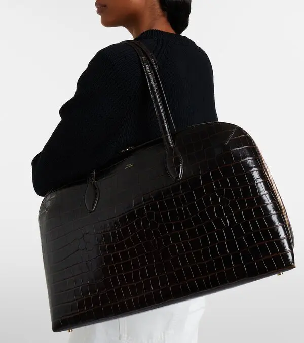 TOTEME Croc-effect Leather Tote Bag - Brown