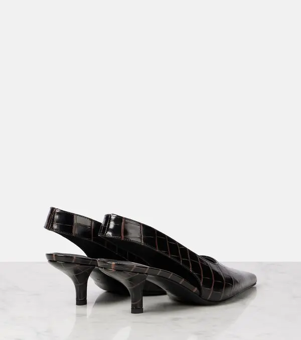 TOTEME Croc-effect Leather Slingback Pumps - Brown