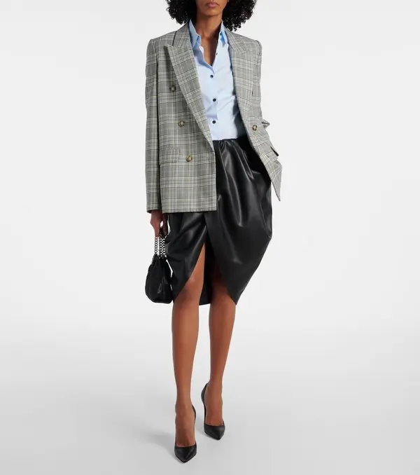 Stella McCartney Draped Faux Leather Midi Skirt