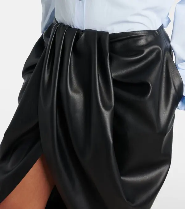 Stella McCartney Draped Faux Leather Midi Skirt