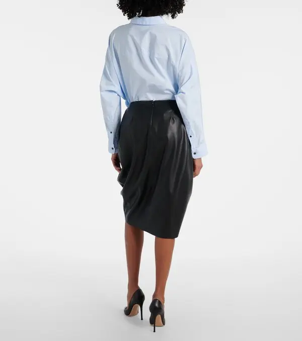 Stella McCartney Draped Faux Leather Midi Skirt