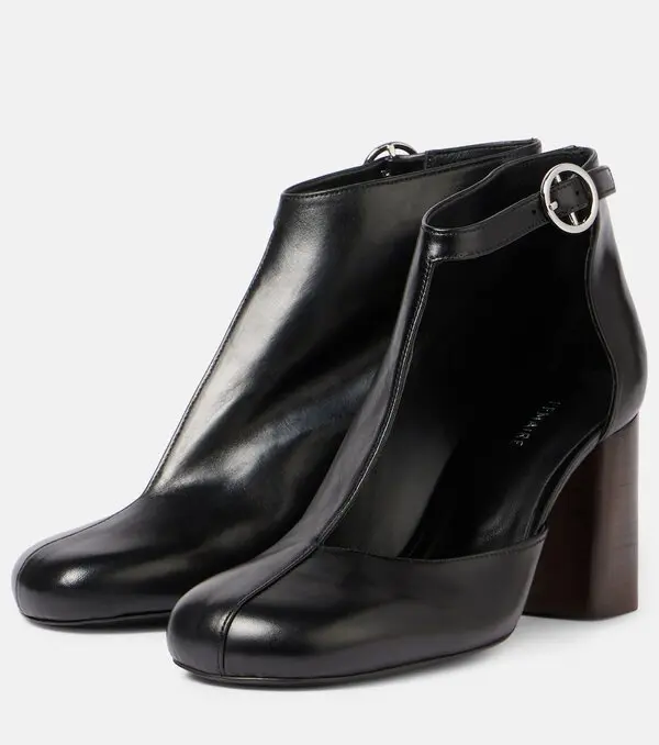 LEMAIRE Cutout Leather Ankle Boots With Buckle Fastening