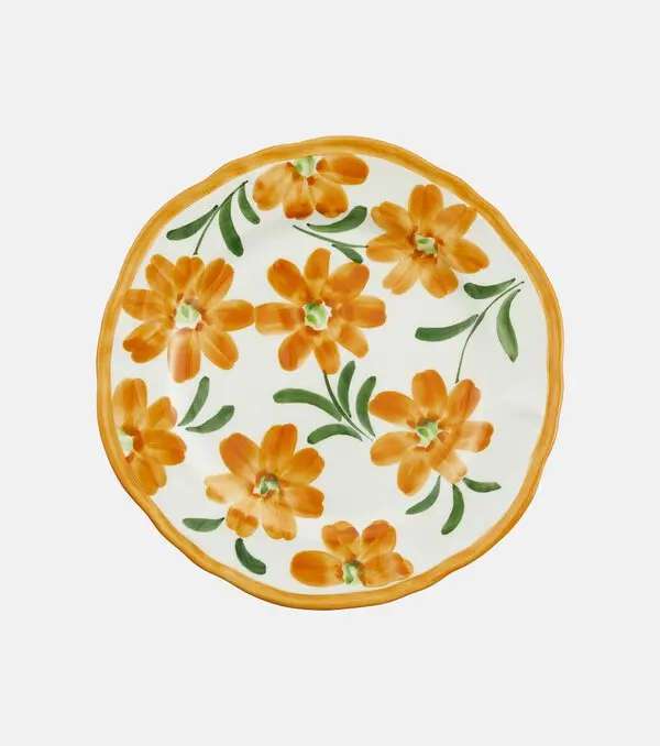 LES-OTTOMANS Floral Ceramic Plate - Orange