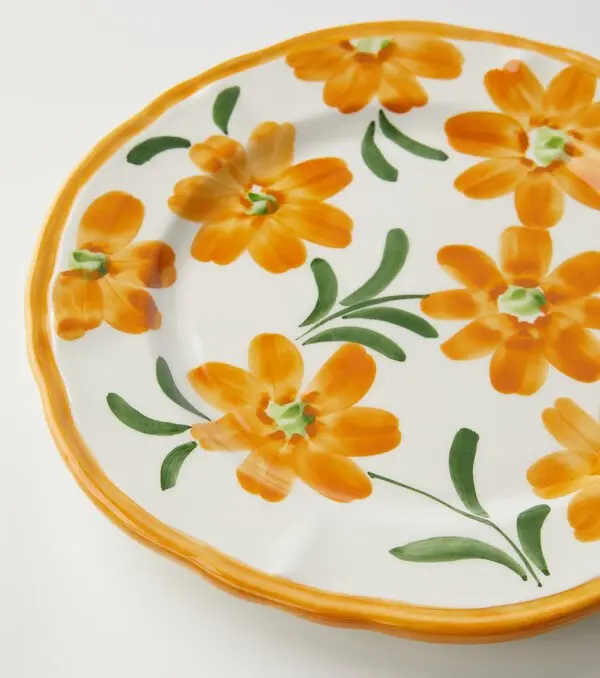 LES-OTTOMANS Floral Ceramic Plate - Orange