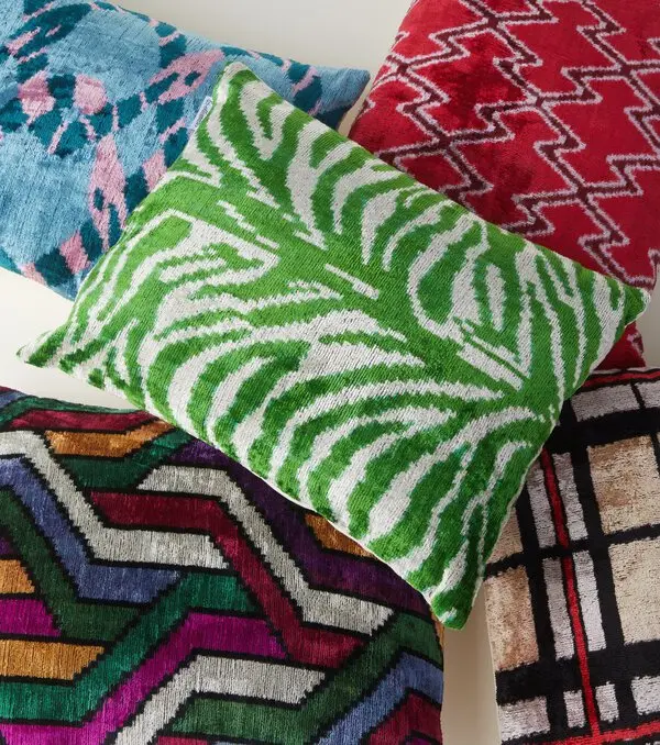 LES-OTTOMANS Velvet Cushion - Multicoloured