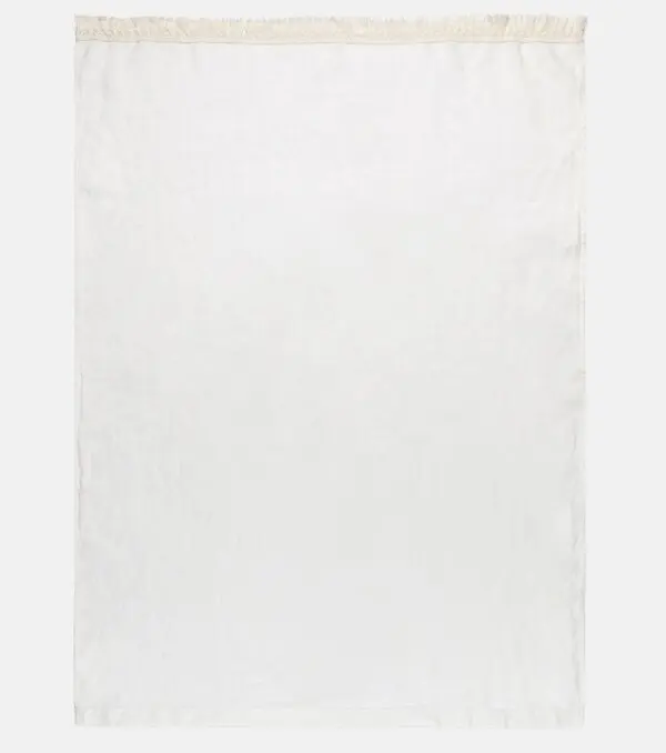 ONCE MILANO Fringed Linen Bath Sheet - White