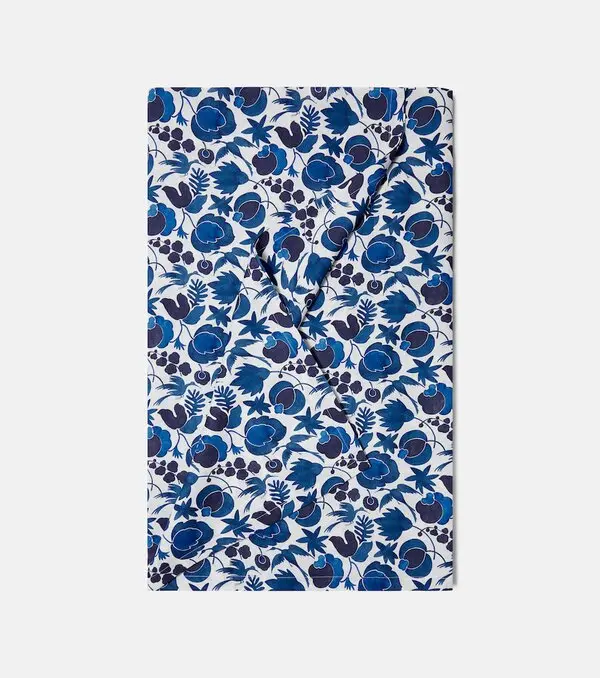 La DoubleJ Wildbird Blu Medium Linen Tablecloth - Multicoloured