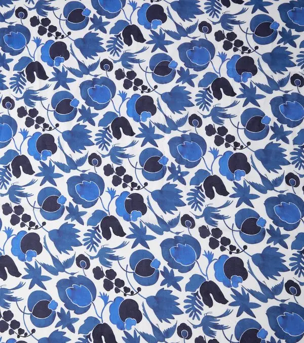La DoubleJ Wildbird Blu Medium Linen Tablecloth - Multicoloured