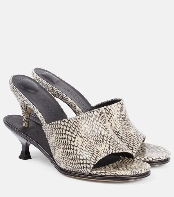 Jacquemus Snakeskin Effect Leather Mules