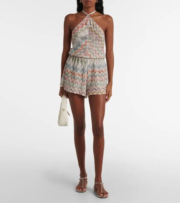 Missoni Zigzag Crochet Halterneck Romper