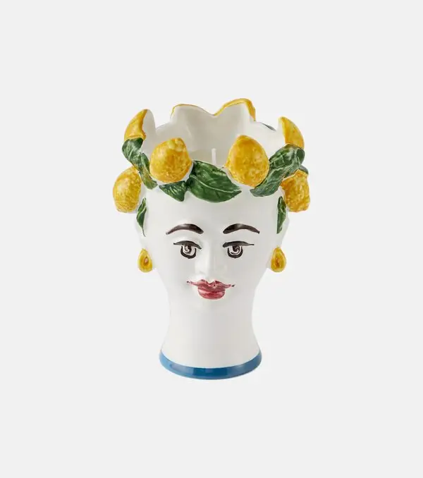 LES-OTTOMANS Lemon Ceramic Scented Candle - Multicoloured