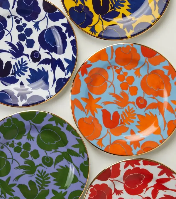 La DoubleJ Wildbird Set Of 6 Dessert Plates - Multicoloured