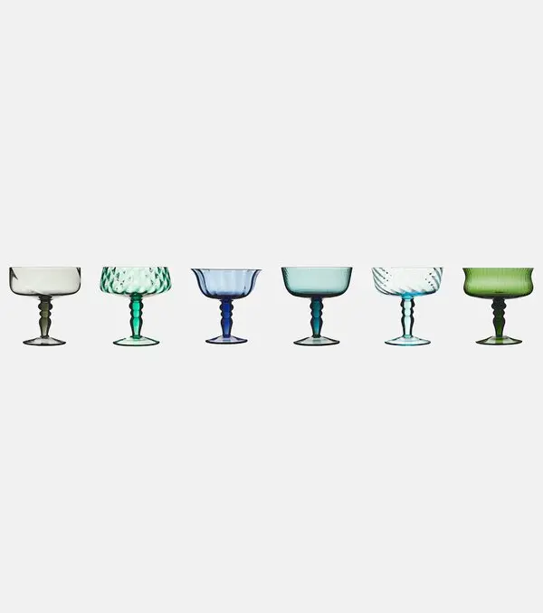 BITOSSI Set Of 6 Champagne Coupe Glasses - Multicoloured