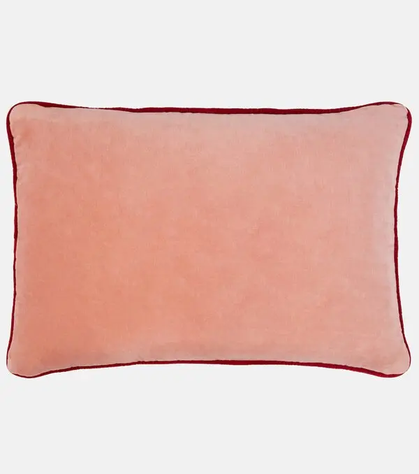 LES-OTTOMANS Crab Embroidered Velvet Cushion - Pink
