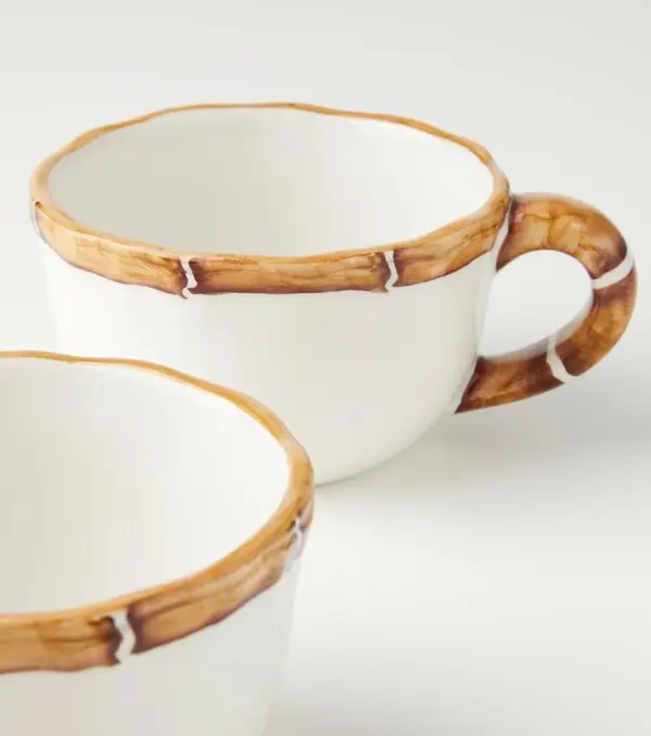 LES-OTTOMANS Bamboo Set Of 2 Cappuccino Cups
