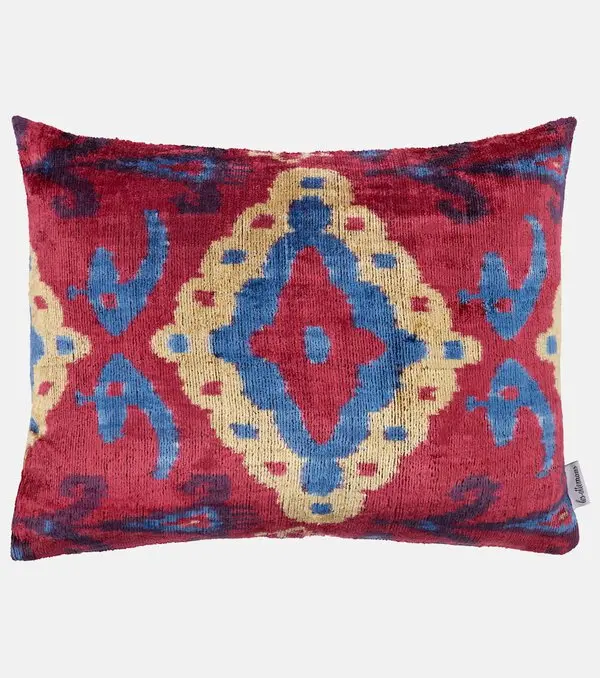 LES-OTTOMANS Patterned Velvet Cushion - Multicoloured