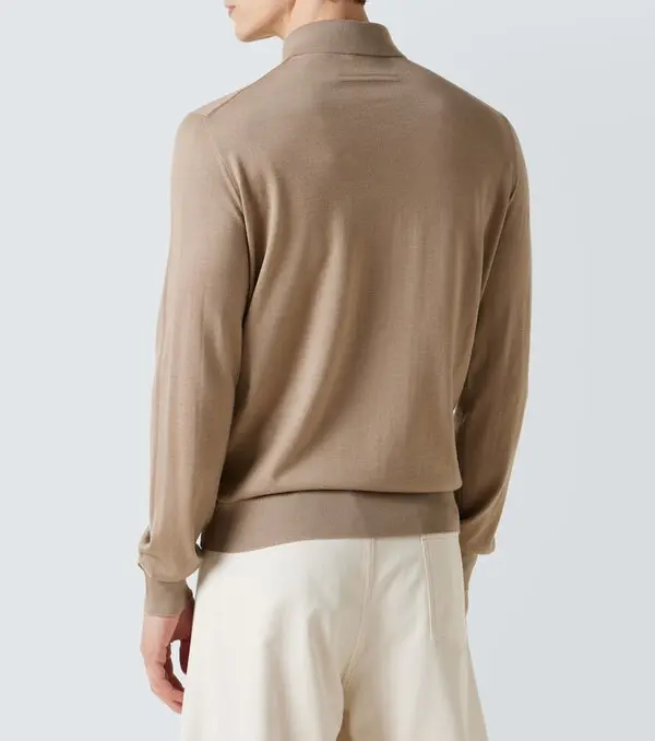 Zegna Cashmere And Silk Polo Sweater - Beige
