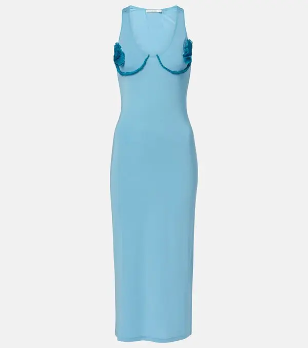 NENSI DOJAKA Cosimina Floral-applique Midi Dress - Blue
