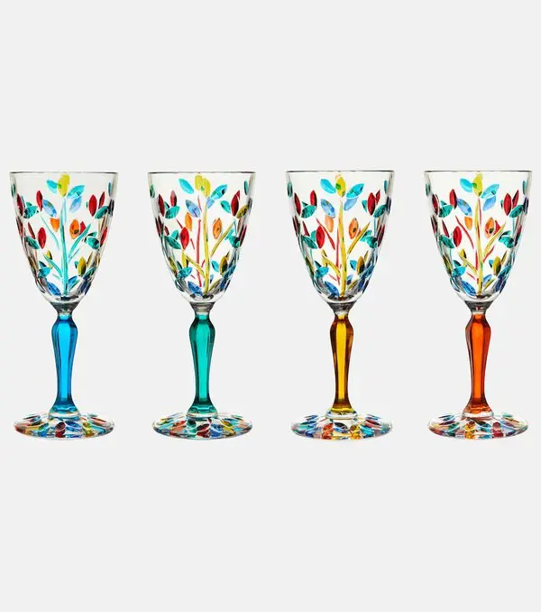 LES-OTTOMANS Set Of 4 Crystal Wine Glasses - Multicoloured