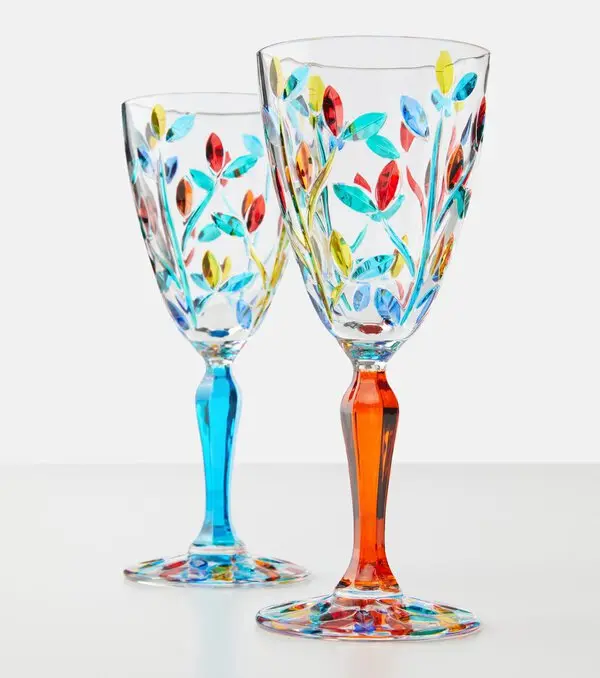 LES-OTTOMANS Set Of 4 Crystal Wine Glasses - Multicoloured