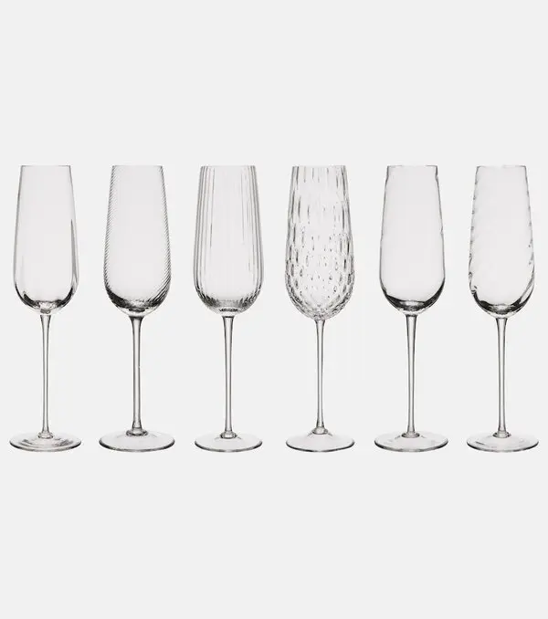 NASONMORETTI Tolomeo Set Of 6 Champagne Flute Glasses - Transparent