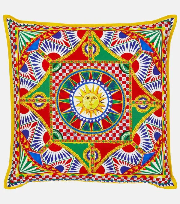 Dolce & Gabbana Medium Printed Canvas Cushion - Multicoloured