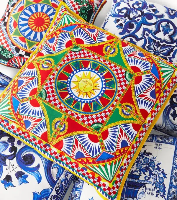 Dolce & Gabbana Medium Printed Canvas Cushion - Multicoloured
