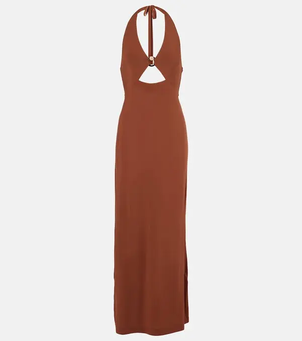 Max Mara Ghiotto Halterneck Maxi Dress - Brown