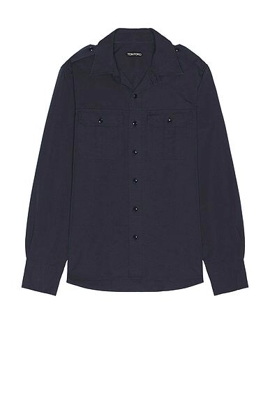 TOM FORD Fluid Poplin Western Shirt