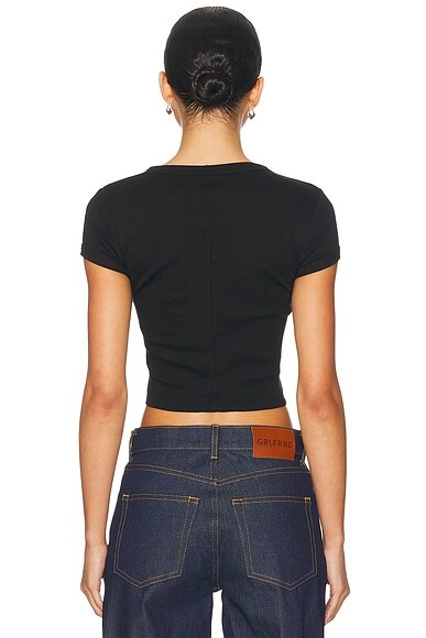 Enza Costa Supima Baby Rib Cropped Tee - Black