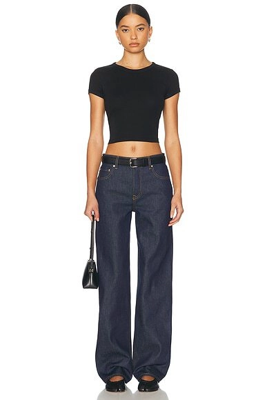 Enza Costa Supima Baby Rib Cropped Tee - Black