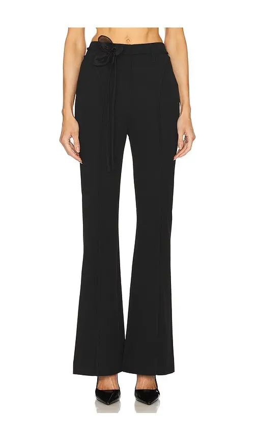 ROTATE BY BIRGER CHRISTENSEN High Waisted Flare Pants With Detachable Belt - Black