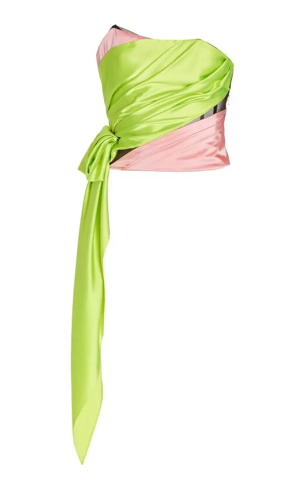 Halpern Draped Asymmetric Bustier Top - Multi