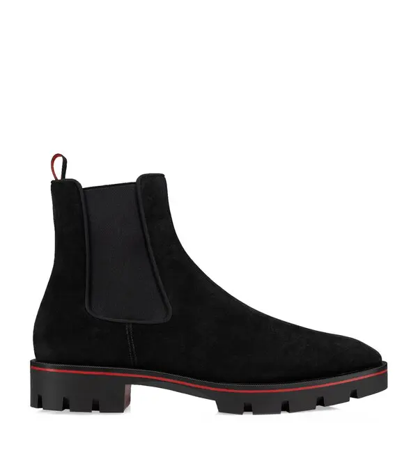 CHRISTIAN LOUBOUTIN Alpinosol Suede Chelsea Boots - Red
