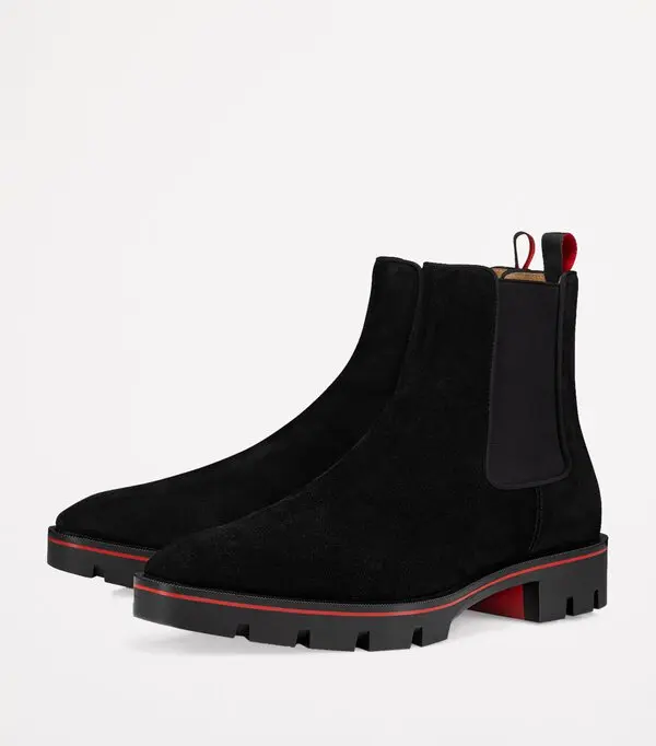 CHRISTIAN LOUBOUTIN Alpinosol Suede Chelsea Boots - Red