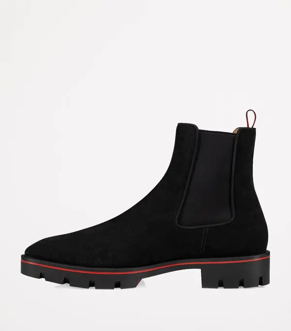 CHRISTIAN LOUBOUTIN Alpinosol Suede Chelsea Boots - Red