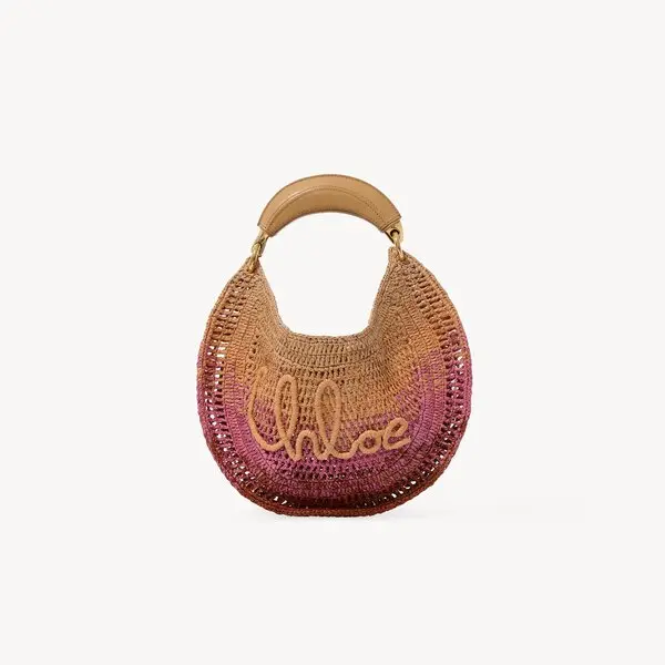 Chloé Summer Banana Hobo Bag In Raffia - Bleached Brown
